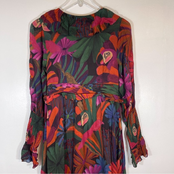 FARM Rio | Dresses | Nwt Farm Rio Bird Flowers Tiered Maxi Dress Jungle ...